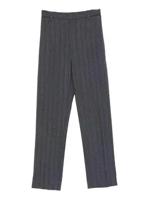 Victoria Beckham Pinstriped Herringbone Trousers - Grey