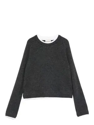 SEMICOUTURE Layered-effect Raglan-sleeve Sweater - Grey
