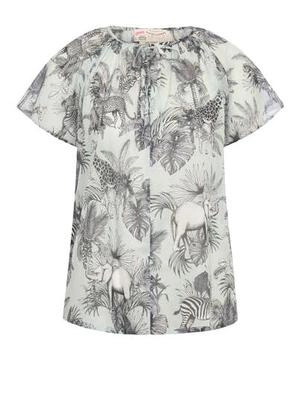 MAISON COMMON Maison Common Printed Silk Blouse With Cap Sleeves Mint