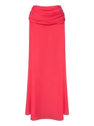 POST MERIDIEM Chiffon Maxi Skirt With Draping - Red