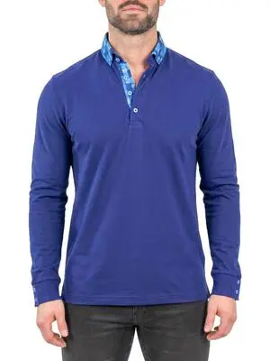 MACEOO Newton Long Sleeve Polo - Blue