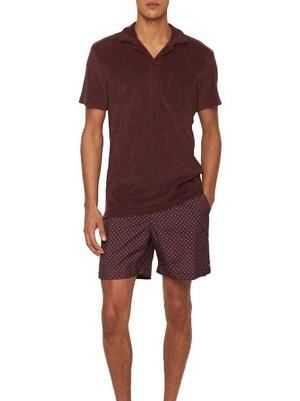 Orlebar Brown Terry Towelling Tailored Fit Towelling Polo Shirt - Damson