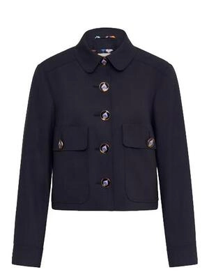 MAISON COMMON Soft Cool Wool Jacket With Geometric Enamel Buttons - Black