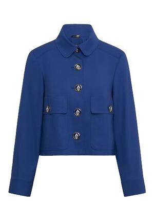 MAISON COMMON Soft Cool Wool Jacket With Geometric Enamel Buttons - Electric Blue