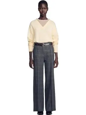 Sandro Checked Straight-leg Trousers - Grey