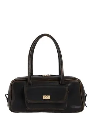 Sandro Ezmehralda Distressed-effect Leather Bowling Bag - Brown