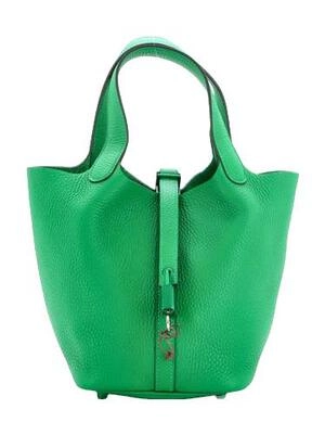Hermès Monochrome Picotin Lock Bag Clemence Pm Green