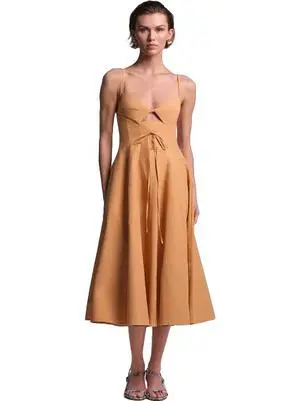 Bcbgmaxazria Hallie Spaghetti Strap Midi Dress - Brown