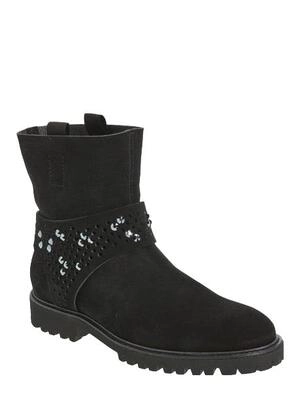 PEDRO GARCIA Crystal Embellished Suede Ankle Boots - Black Castoro