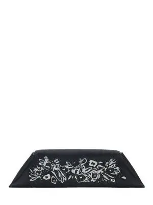 BEHNO Diana Striped Leather Clutch - Black/silver