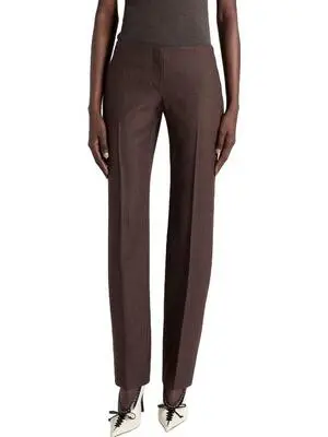 Alexander McQueen Striped Wool Cigarette Trousers - Cedar