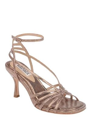 BADGLEY MISCHKA Badgley Mischka Russell II Metallic Embossed Leather Ankle Strap Sandal