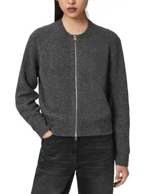 ALLSAINTS Effie Zip Cardigan - Grey