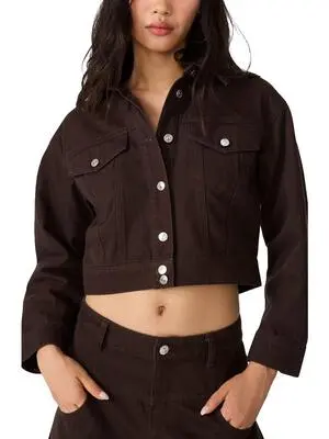 Steve Madden Dove Cropped Denim Jacket - Espresso