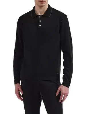 Bugatchi Merino Wool Polo Sweater Black