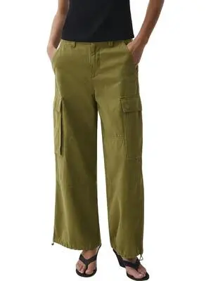 PISTOLA Petra Wide Leg Cargo Pants - Deep Moss