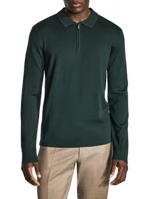 JACK VICTOR Jack Victor Merino Wool Quarter Zip Sweater Hunter