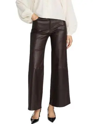 FRAME Leather Flare Pants - Truffle