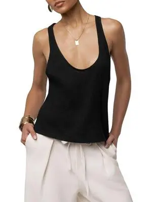 JLUXLABEL Classic Scoop Neck Tank With Wide Straps - Black