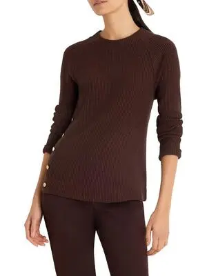 NIC+ZOE Side Button Waffle Knit Sweater - Java