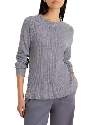 NIC+ZOE Side Button Waffle Knit Sweater - Slate