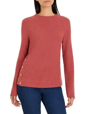 NIC+ZOE Side Button Waffle Knit Sweater - Spice