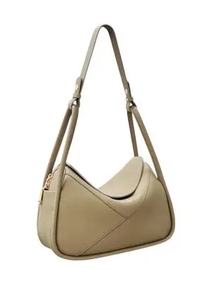 MI BOLSA LONDON Carnaby Genuine Pebble Leather Shoulder Bag - Apricot