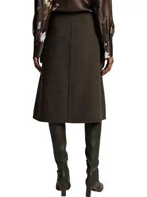 Vince Wool Blend A-line Skirt - Dark Moss