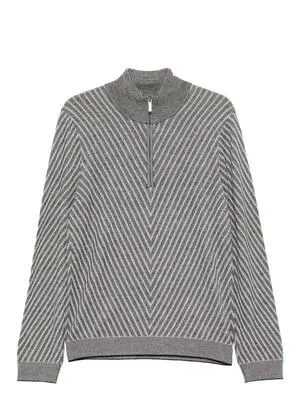 EMPORIO ARMANI Emporio Armani Chevron Knit Half-Zip Pullover