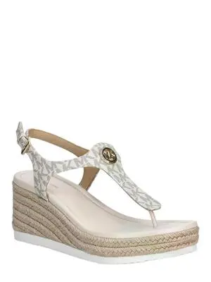 Michael Kors Val Logo Print Wedge Sandals - Neutrals