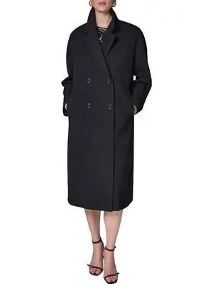 Donna Karan New York Double Breasted Slouch Coat - Black