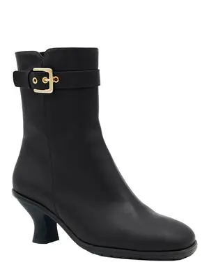 AMALFI BY RANGONI Baronessa Leather Bootie With Buckle Detail - Black