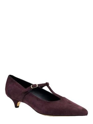 AMALFI BY RANGONI Acciaio Leather T-strap Pumps - Plum