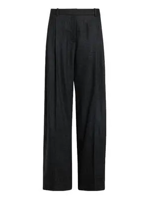 Khaite August Pleated Stretch Virgin Wool & Cashmere Pants - Charcoal