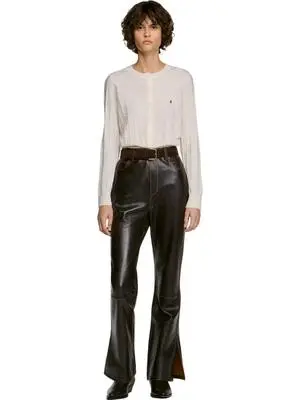 Sandro Cropped Check Stitch Cardigan - Ecru