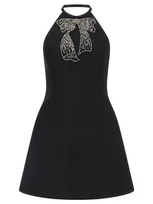 Valentino Garavani Crepe Couture Mini Dress With Embroidered Bow - Black