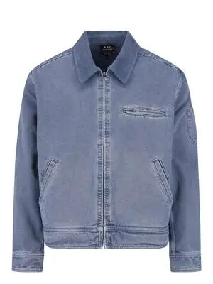 A.p.c. Alexis" Cotton Denim Jacket With Zip Closure - Blue
