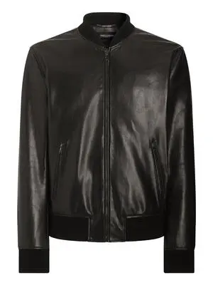Dolce & Gabbana Calfskin Leather Bomber Jacket - Black