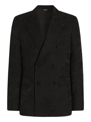 Dolce & Gabbana Sicilia Light Double-breasted Brocade Jacket - Black