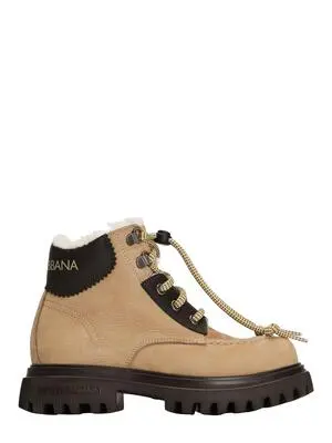 Dolce & Gabbana Nubuck And Calfskin Lace-up Boots - Multicolor