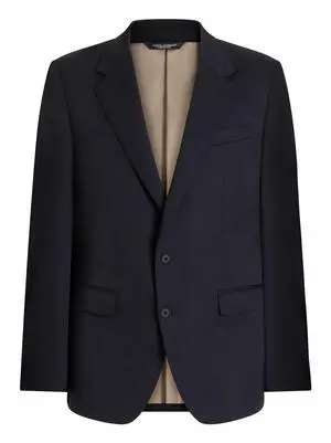 Dolce & Gabbana Taormina Single-breasted Jacket In Technical Wool - Blue