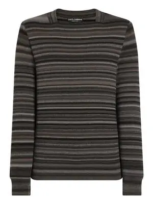 Dolce & Gabbana Striped Wool Pullover - Grey