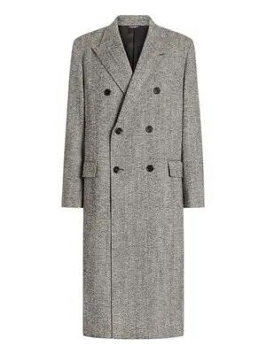 Dolce & Gabbana Double-breasted Herringbone Wool Coat - Multicolor