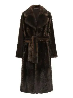 Dolce & Gabbana Single-breasted Shearling Coat - Brown