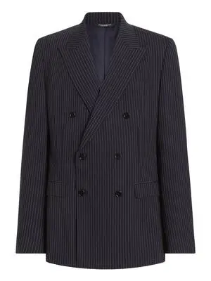 Dolce & Gabbana Martini Light Double-breasted Pinstriped Wool Jacket - Multicolor