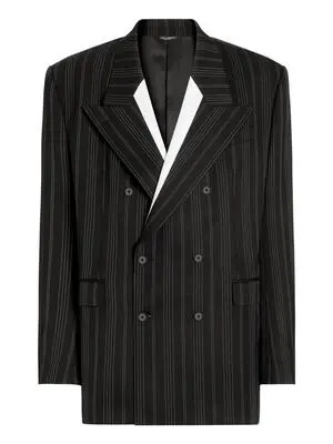 Dolce & Gabbana Sicilia Double-breasted Pinstriped Virgin Wool Jacket - Multicolor