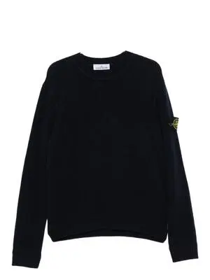 Stone Island Stone Island Wool Crewneck Sweater With Logo Patch Blue