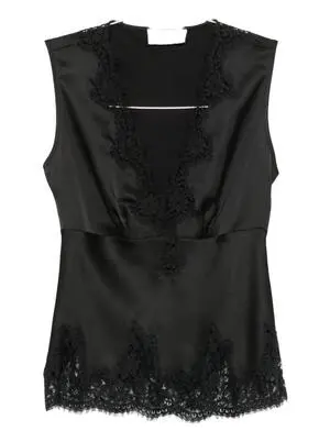 Ermanno Scervino Lace Trim V-neck Tank Top - Black