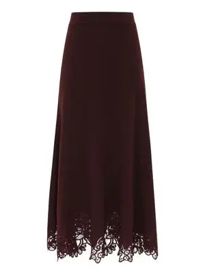 Zimmermann Zimmermann Valiant Wool Long Skirt With Lace Detail Red