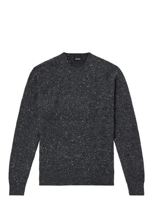 Zegna Wool-blend Mélange Crew Neck Sweater - Gray